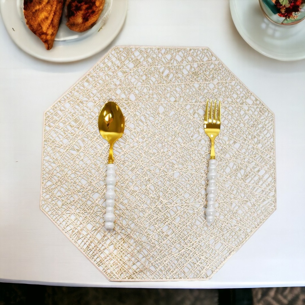 Pack de 2 sous-plats Hexagonal en plastique Doré | DOKANI